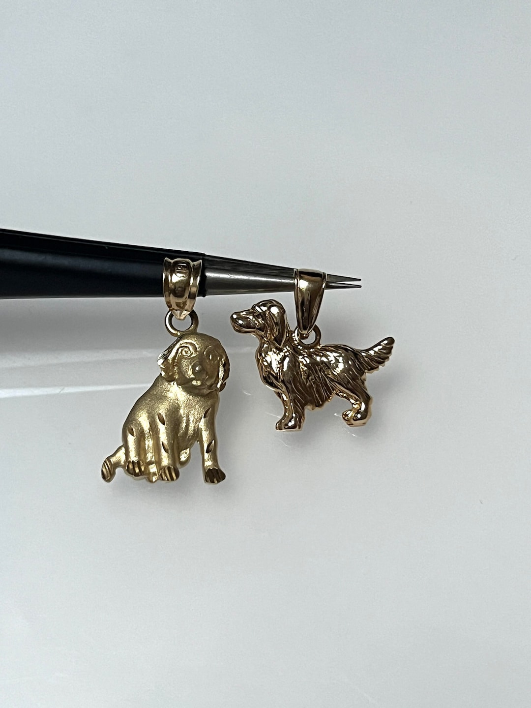 Vintage 14K Yellow Gold Dog Pendant Dainty Unique Puppy Charms Labrador ...
