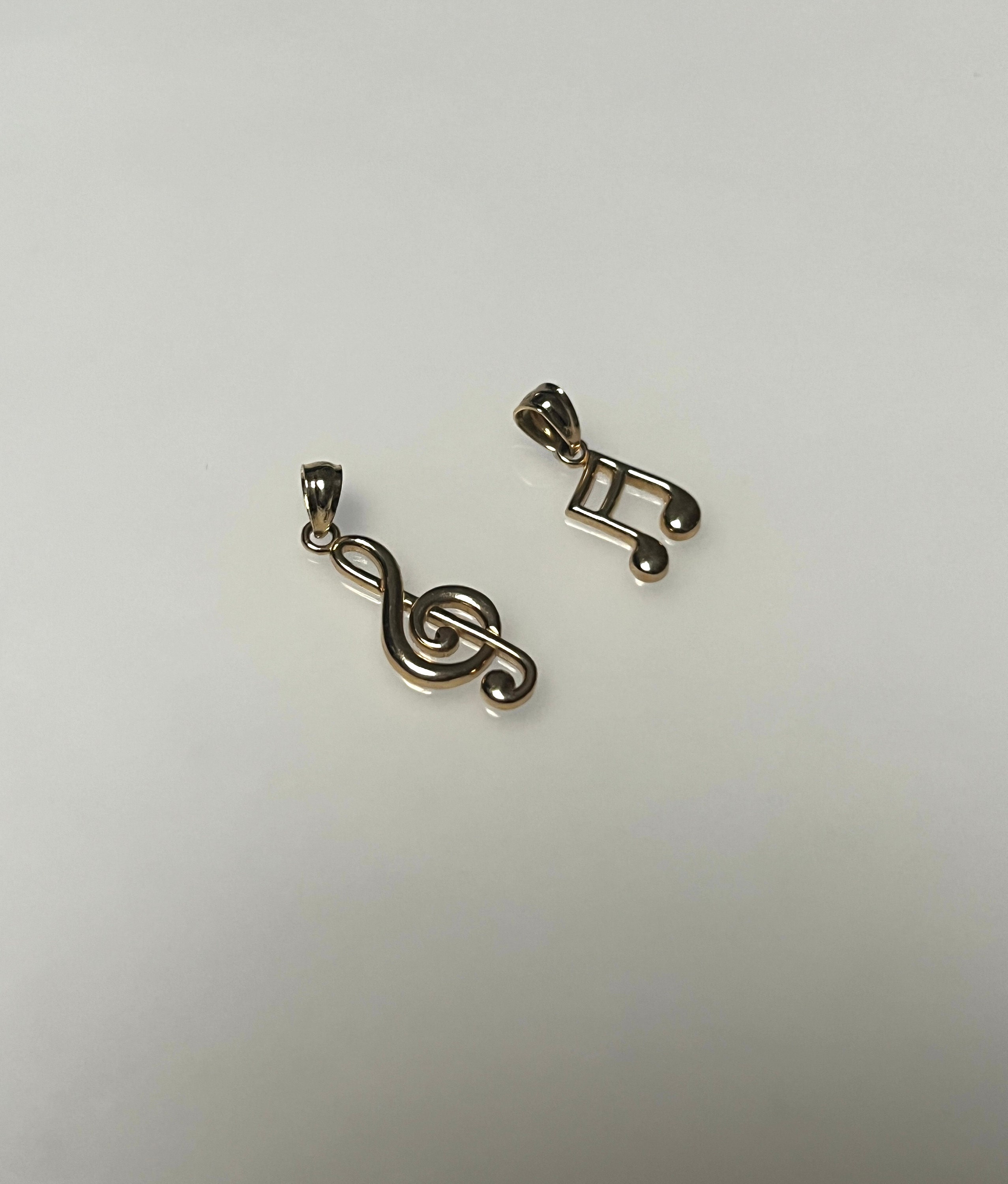 Music Notes 14K Yellow Gold Pendant Treble Clef Double Beam Note ...