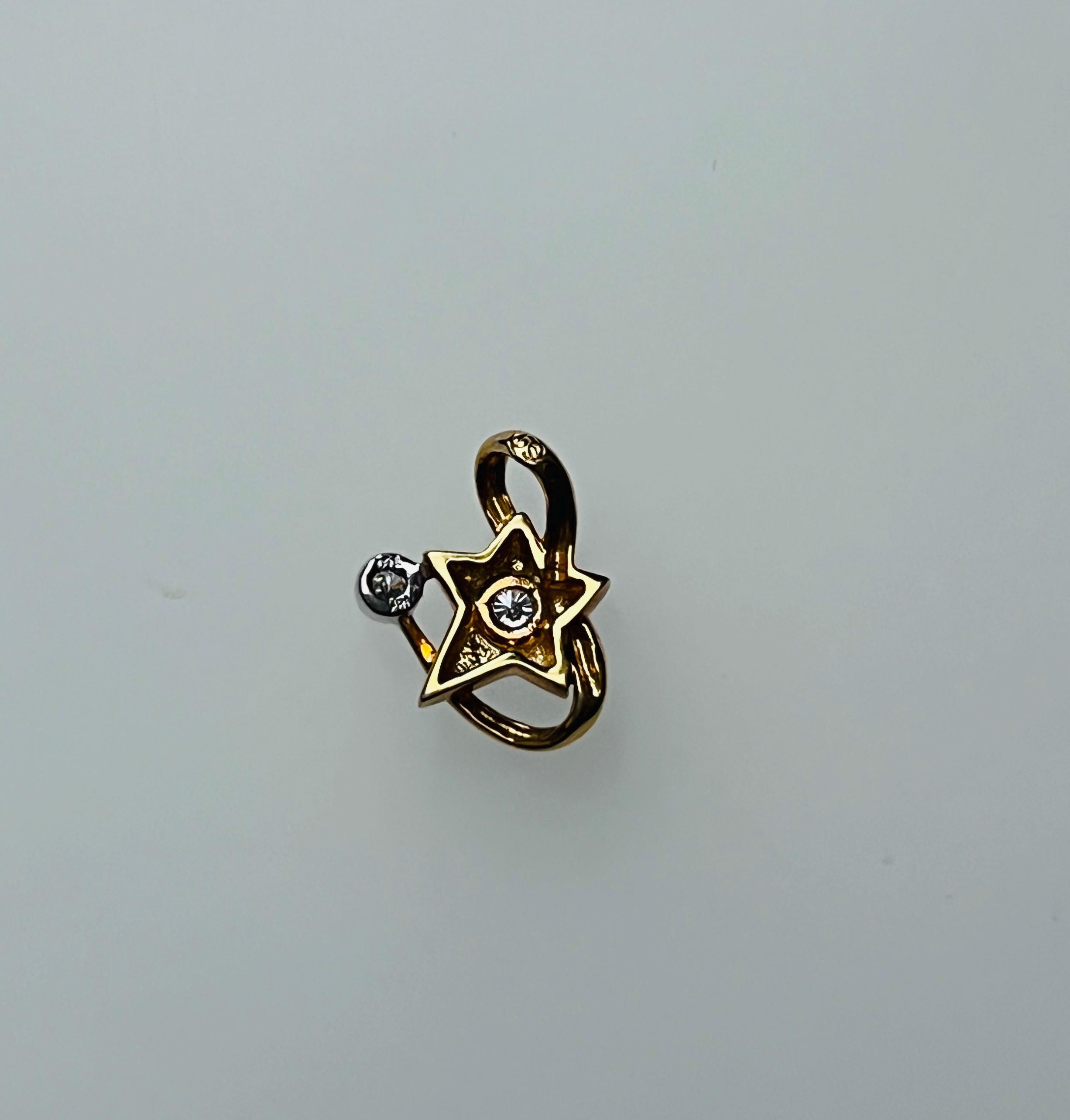 Unique Shooting Star 18K Yellow Gold Diamond Accent Pendant Cosmic ...