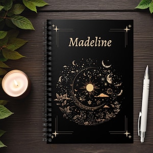 Personalized Moon and Stars Spiral Notebook, Magical Moon Manifestation ...