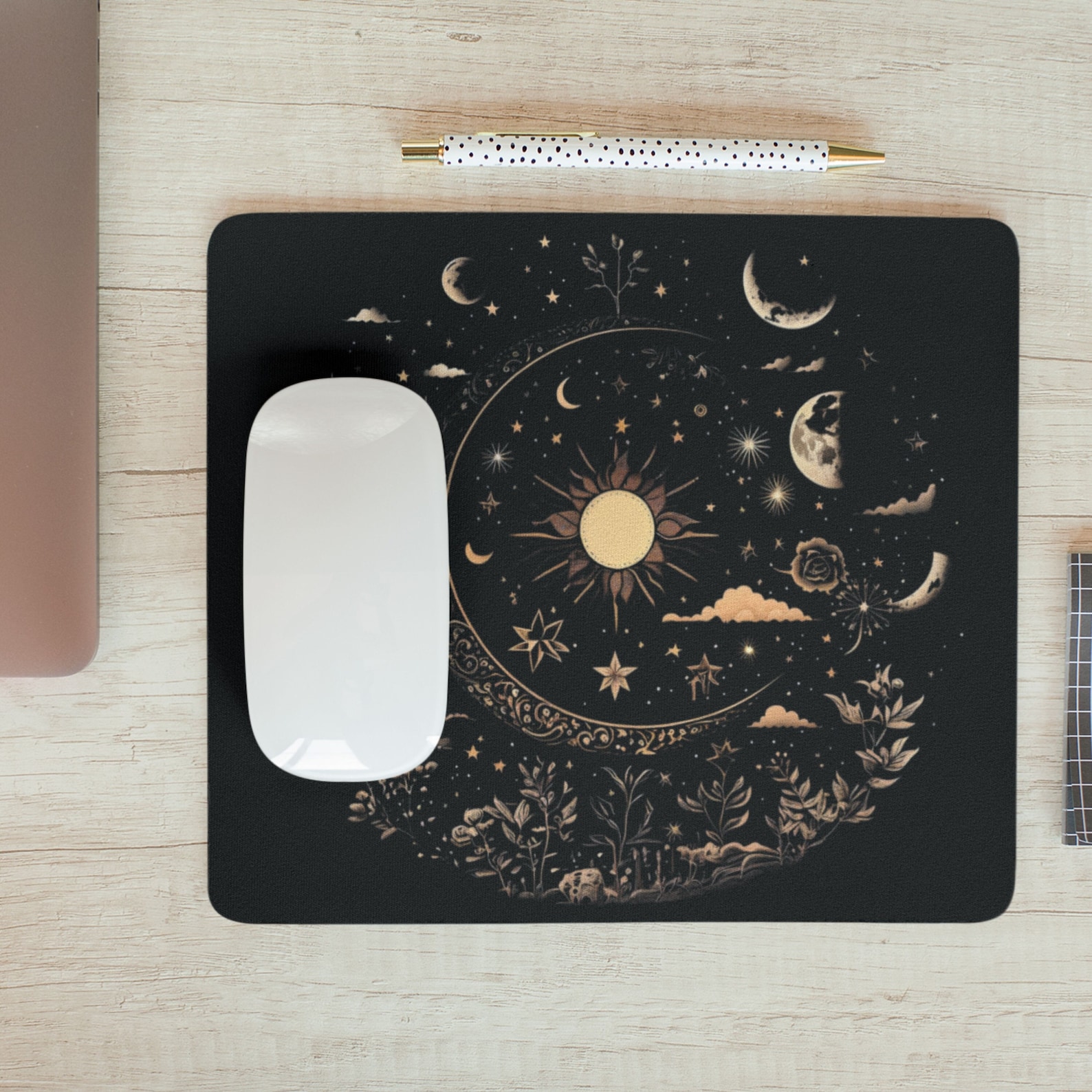 Magical Moon Mousepad, Boho Moon, Mystic Moon Mousepad, Gift for Moon ...