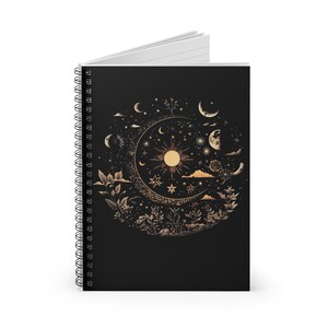Magical Moon Spiral Notebook, Witchcore Gift, Dark Mystic Moon Notebook ...