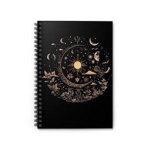 Magical Moon Spiral Notebook, Witchcore Gift, Dark Mystic Moon Notebook ...