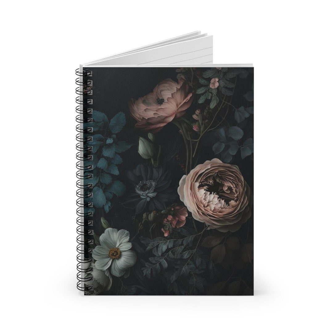 Dark Academia Floral Spiral Notebook, Witchcore Notebook, Dark Mystic ...