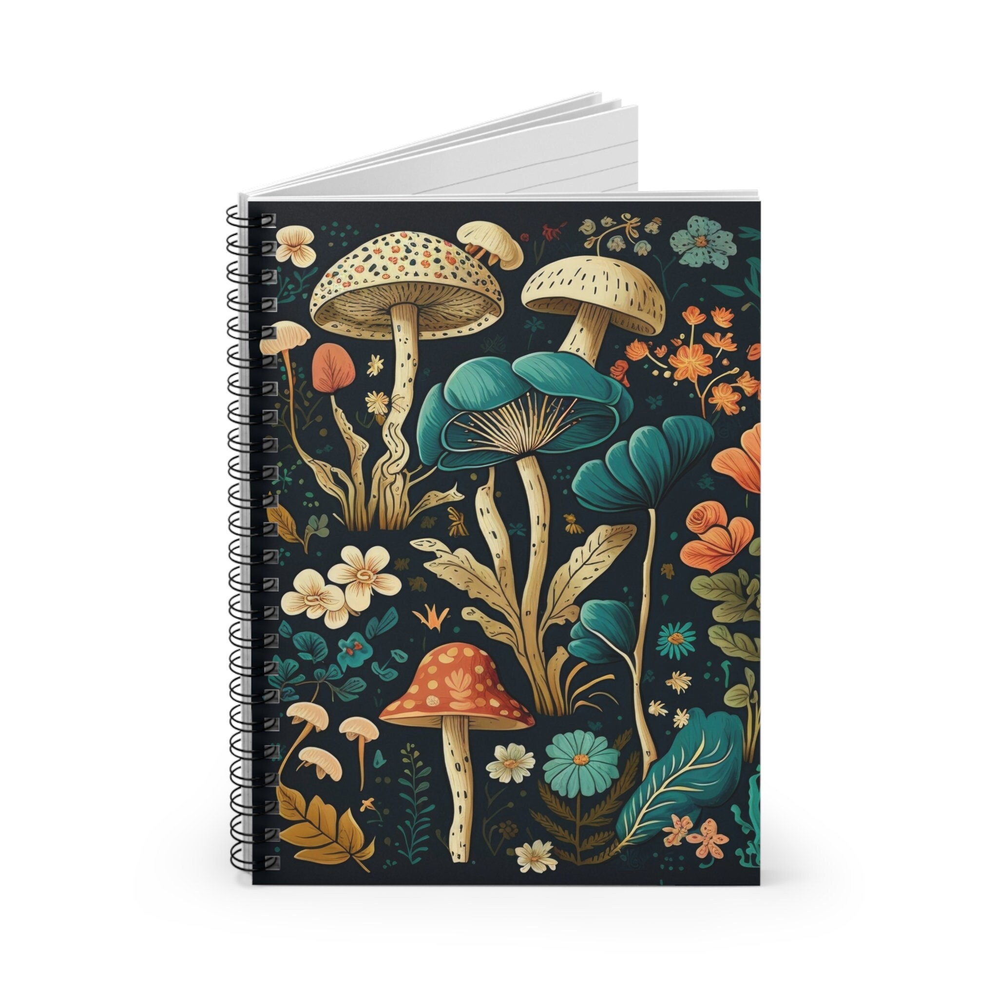 Cottagecore Mushroom Spiral Notebook, Mushroom Notebook, Cottagecore ...