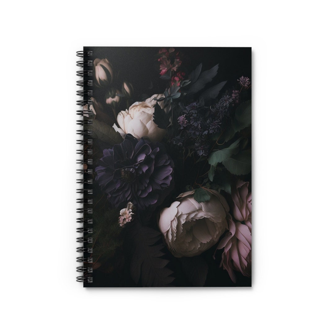 Dark Academia Floral Spiral Notebook, Witchcore Notebook, Dark Mystic ...