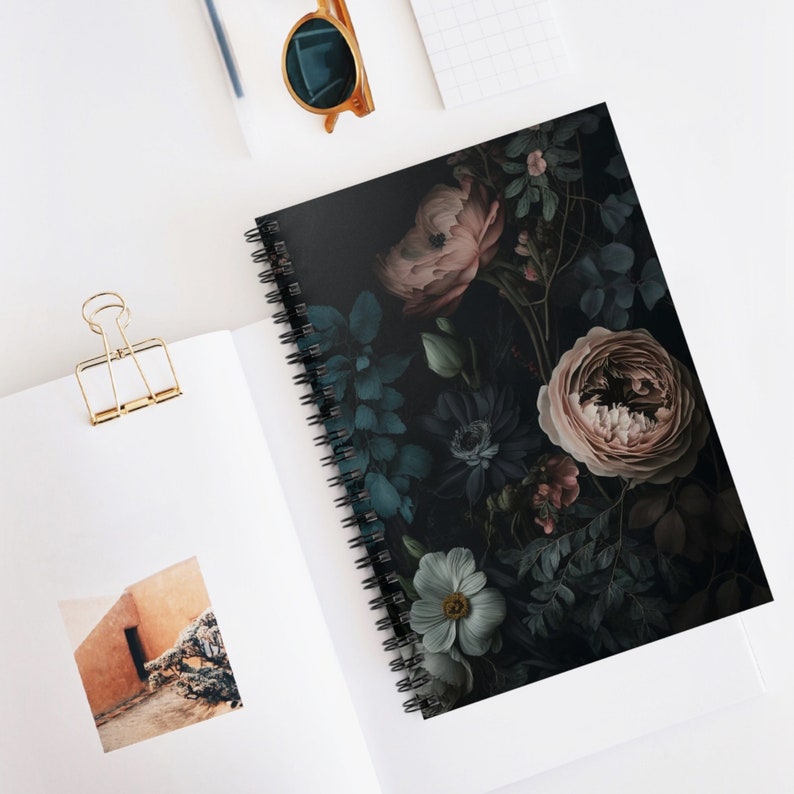 Dark Academia Floral Spiral Notebook, Witchcore Notebook, Dark Mystic ...