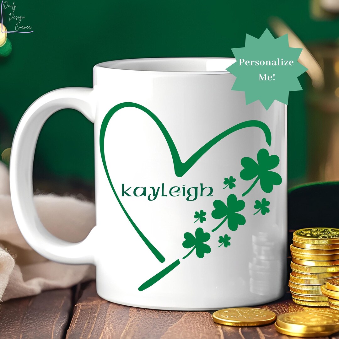 Personalized St. Patrick's Day Mug, Custom Shamrock Mug With Name ...