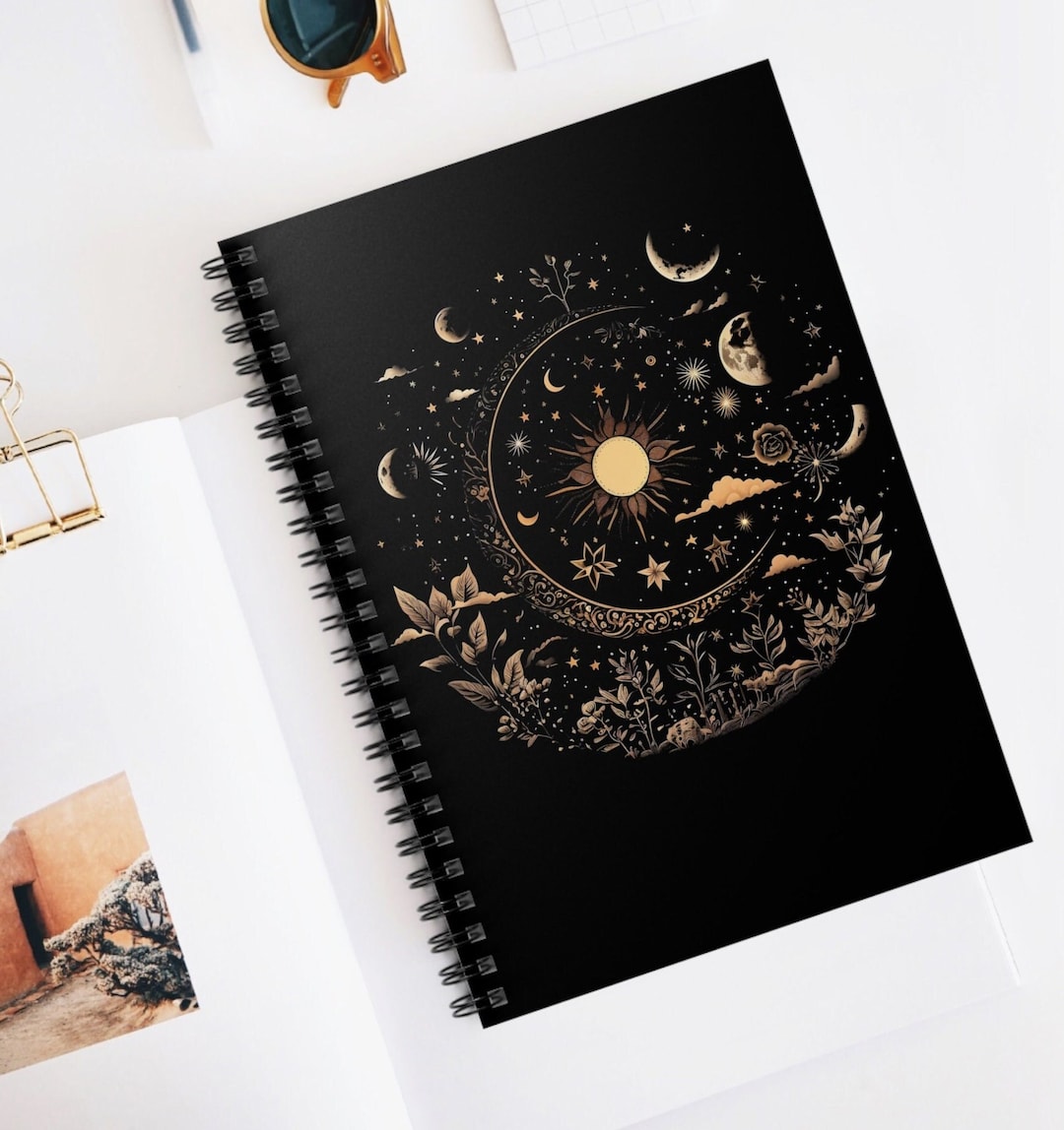 Magical Moon Spiral Notebook, Witchcore Gift, Dark Mystic Moon Notebook ...