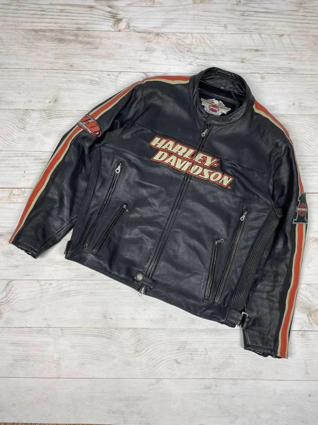 Men's H-D Classic Cruiser Cowhide Leather Motorbike Bomber Jacket - Etsy