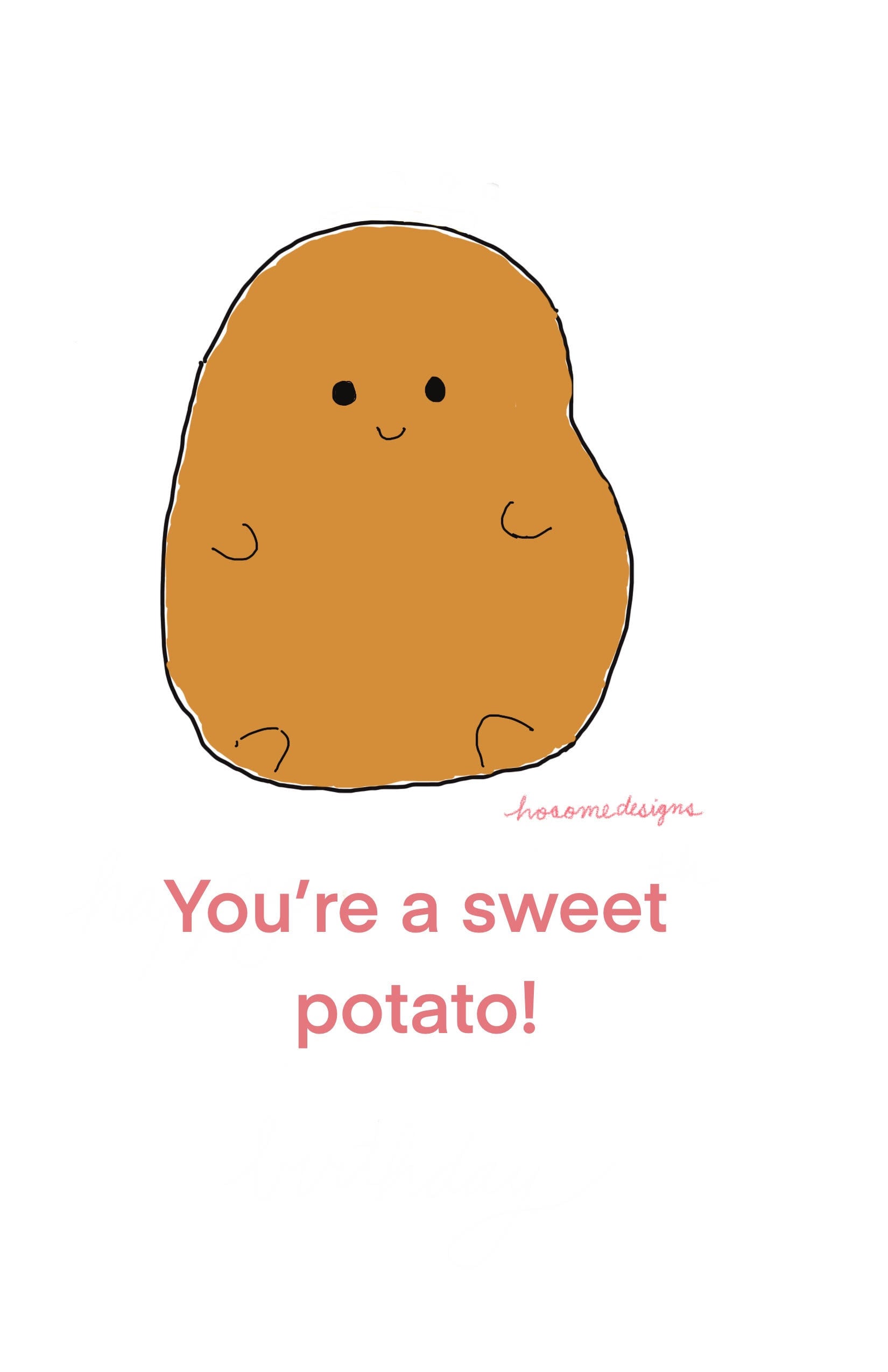 Potato Card. Friend Card. You're a Sweet Potato Greeting Card. Gift for ...