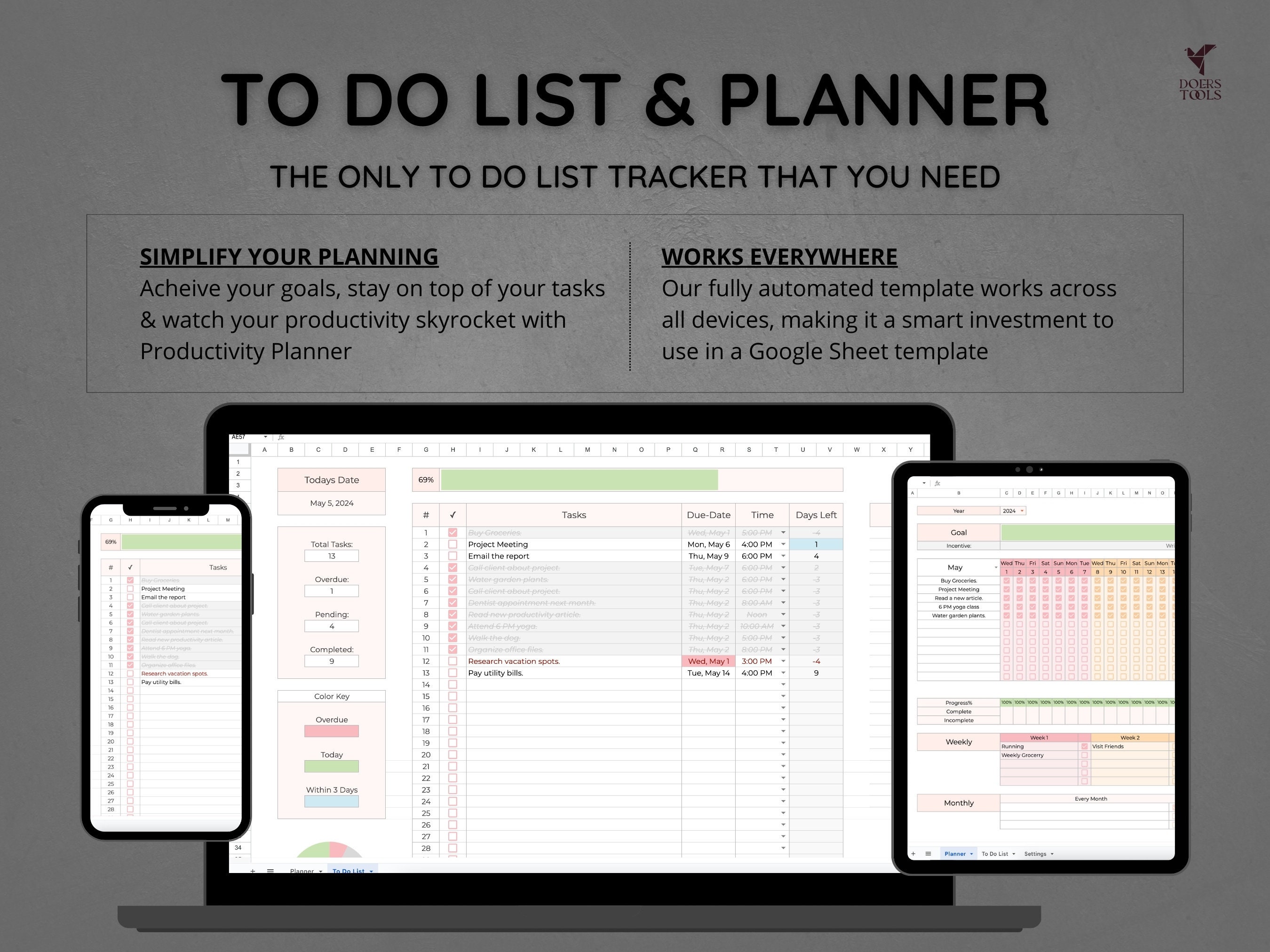 Automated to Do List, Task Tracker & Productivity Planner Daily, Weekly ...