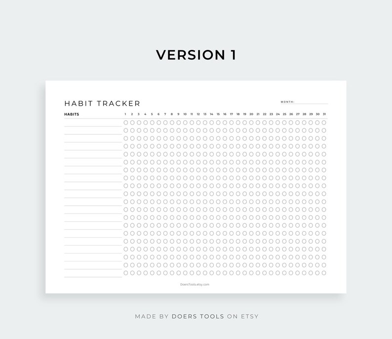 Monthly Habit Tracker Printable Landscape, Habit Tracker Template ...