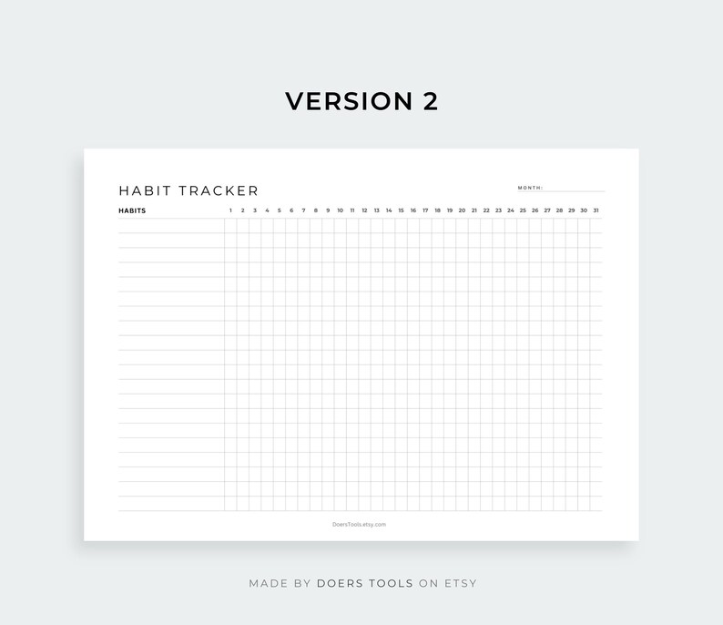 Monthly Habit Tracker Printable Landscape, Habit Tracker Template ...