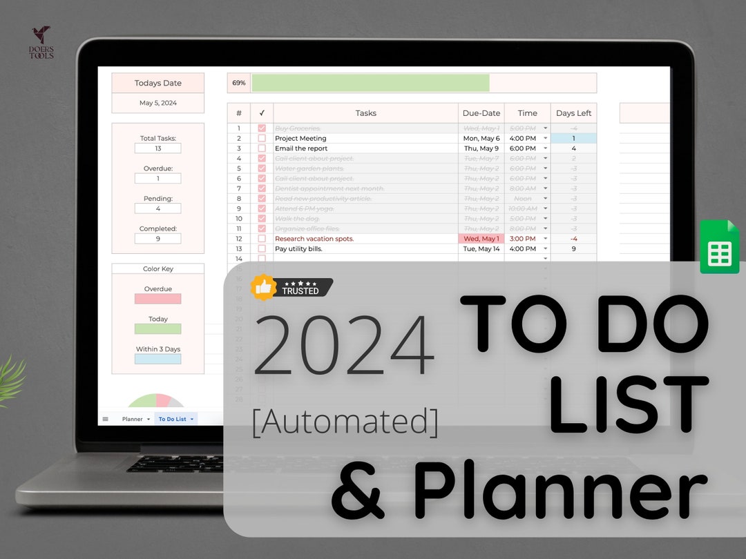 Automated to Do List, Task Tracker & Productivity Planner Daily, Weekly ...