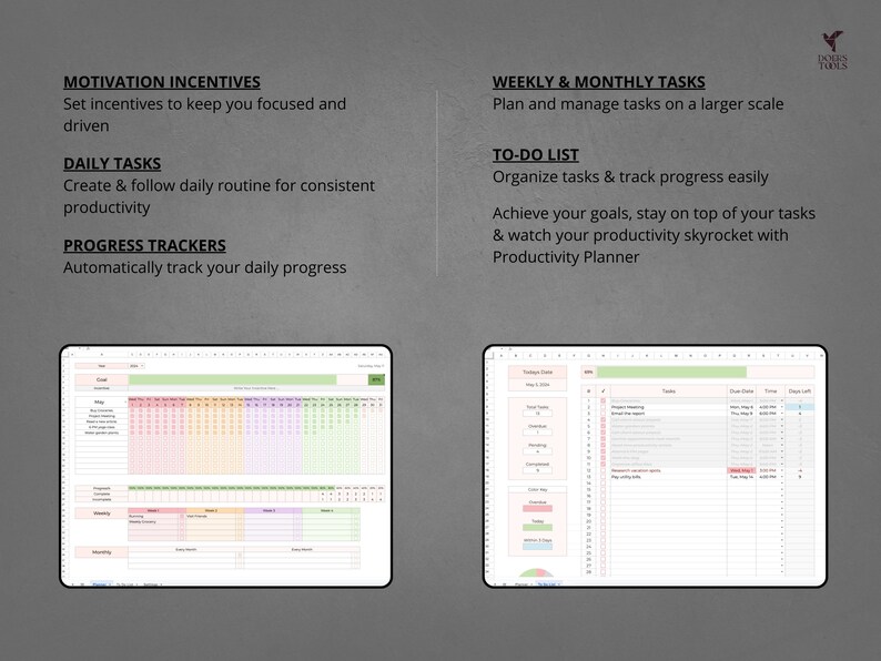 Automated to Do List, Task Tracker & Productivity Planner Daily, Weekly ...