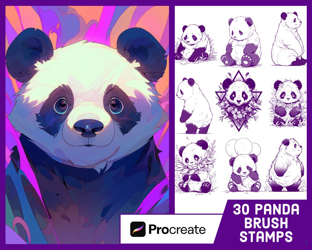 30 Panda Bear Stamp Brushes for Procreate - Illustration Art Set - Etsy