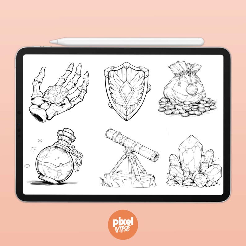 150 Dnd Inventory Procreate Stamps RPG Art Brushes Dungeons & Dragons ...