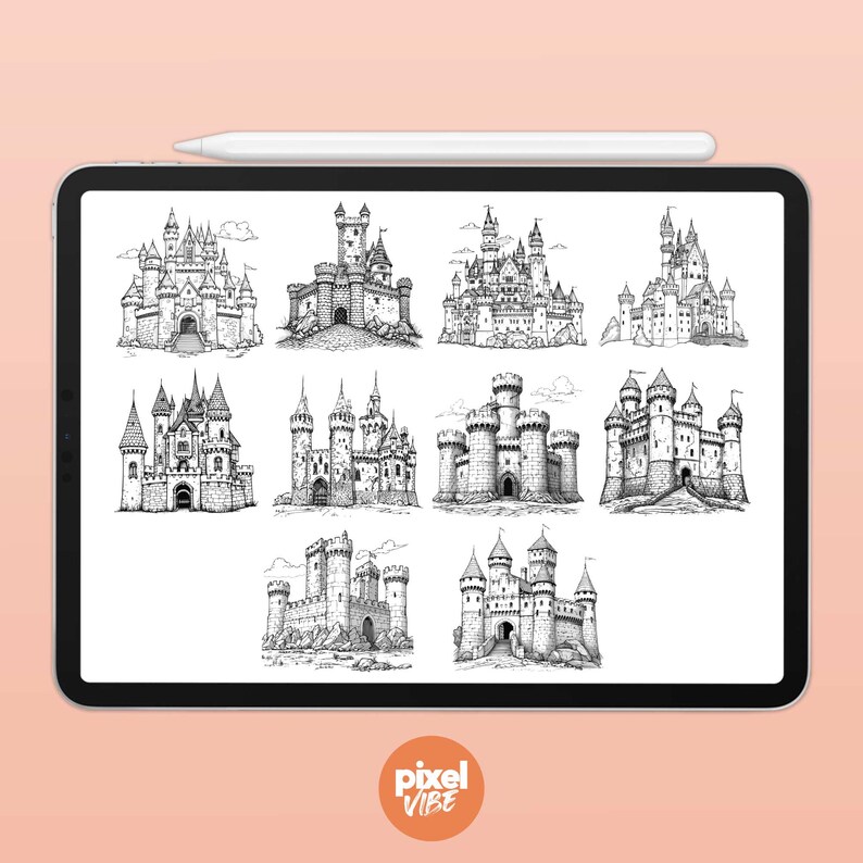 20 Castle Stamp Brushes for Procreate - Fantasy Illustration Brush Pack ...