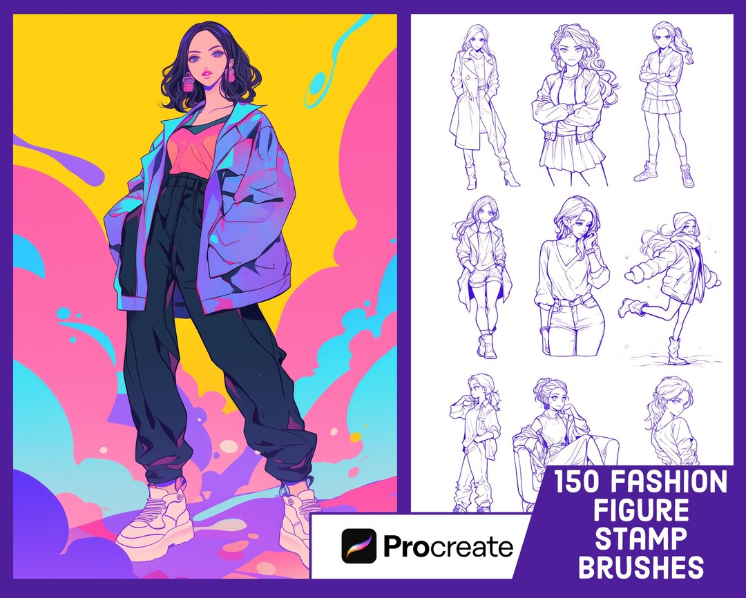 150 Fashion Figure Stamp Brushes for Procreate – Anime Illustration ...