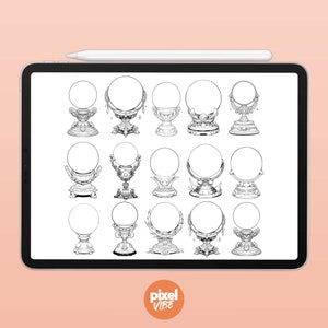 15 Crystal Ball Stamp Brushes for Procreate Mystical Illustration Brush ...