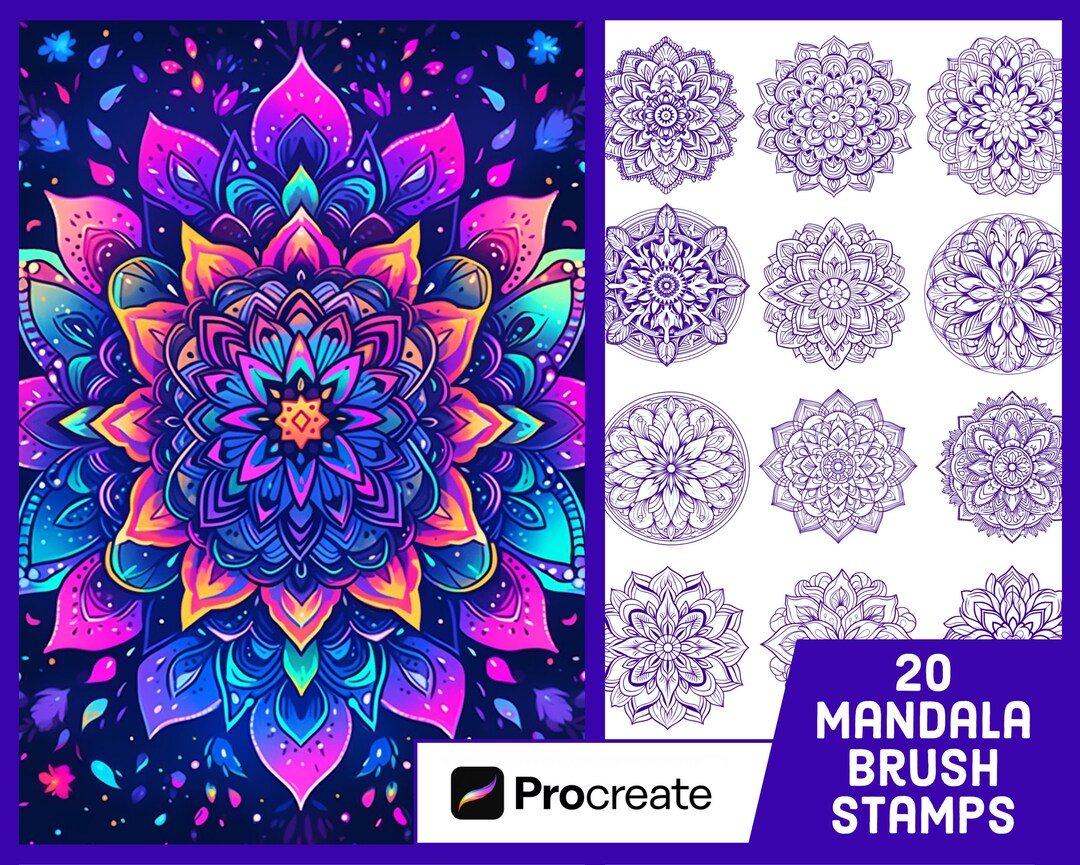 20 Mandala Stamp Brushes for Procreate - Tattoo Illustration Brush Pack ...