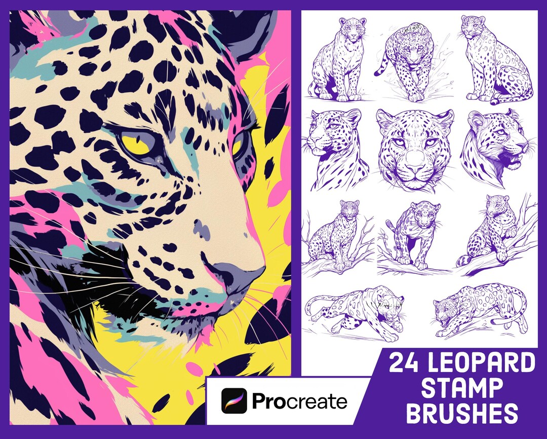24 Leopard Stamp Brushes for Procreate - Safari Animal Illustration ...