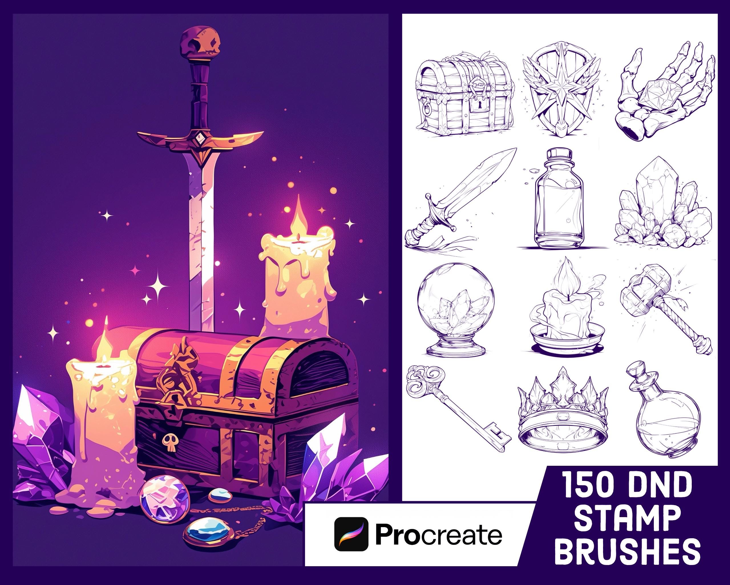 150 Dnd Inventory Procreate Stamps RPG Art Brushes Dungeons & Dragons ...
