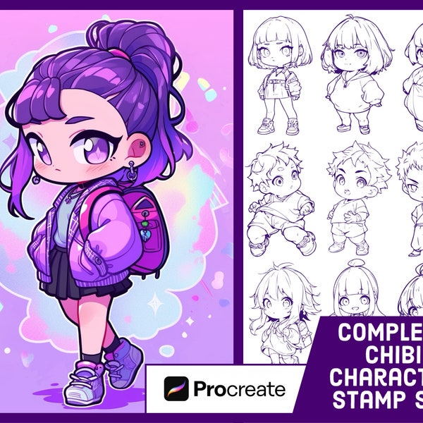 Procreate Chibi Stamps - Etsy