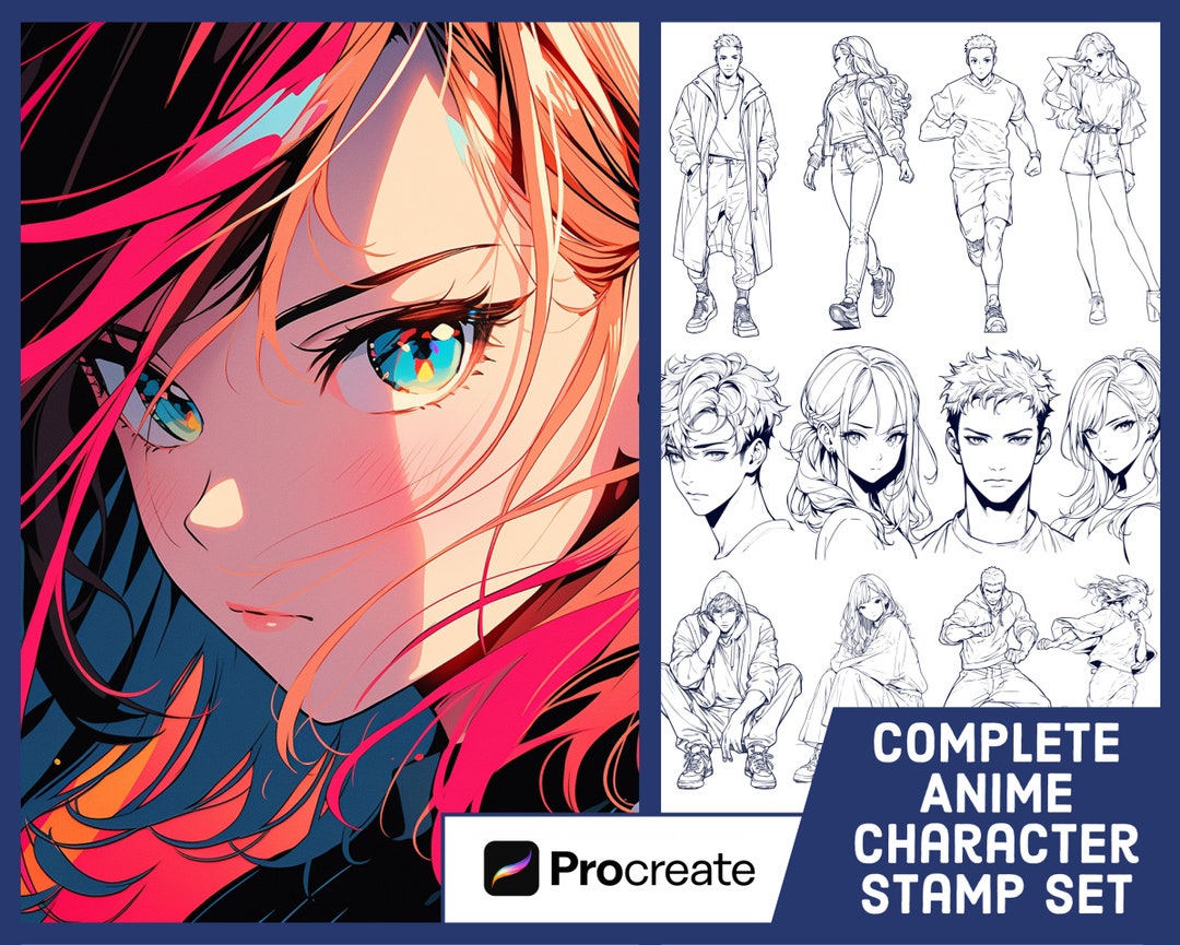 158 Anime Stamp Brushes Bundle for Procreate - Manga Stamp Set ...