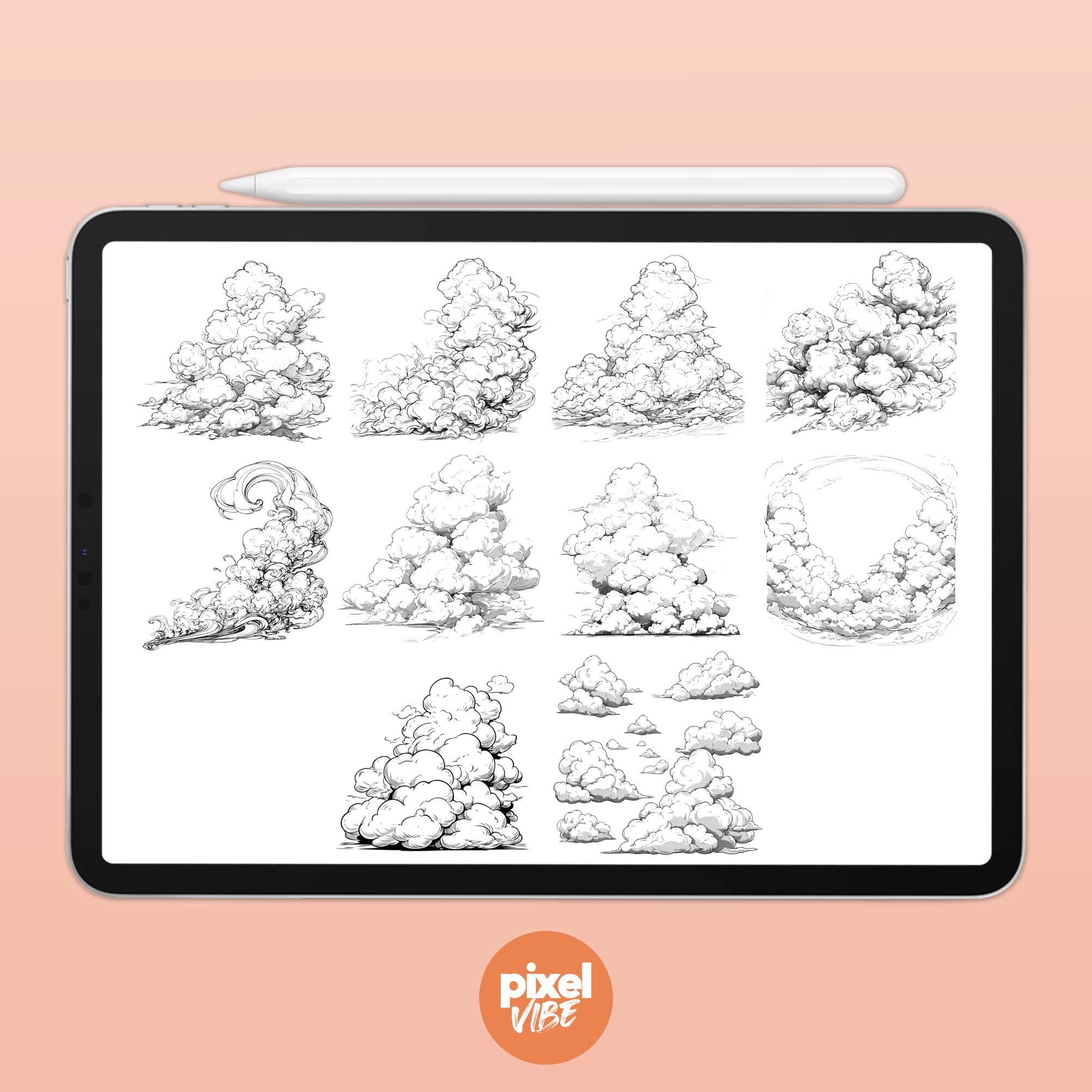 20 Cloud Stamp Brushes for Procreate - Sky Illustration Brush Pack - Etsy