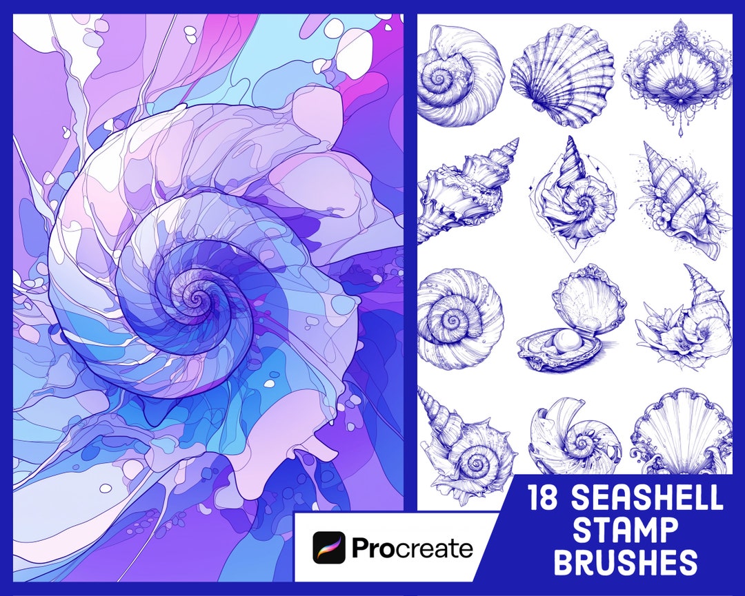 18 Seashell Stamp Brushes for Procreate - Ocean Illustration Brush Pack - Etsy