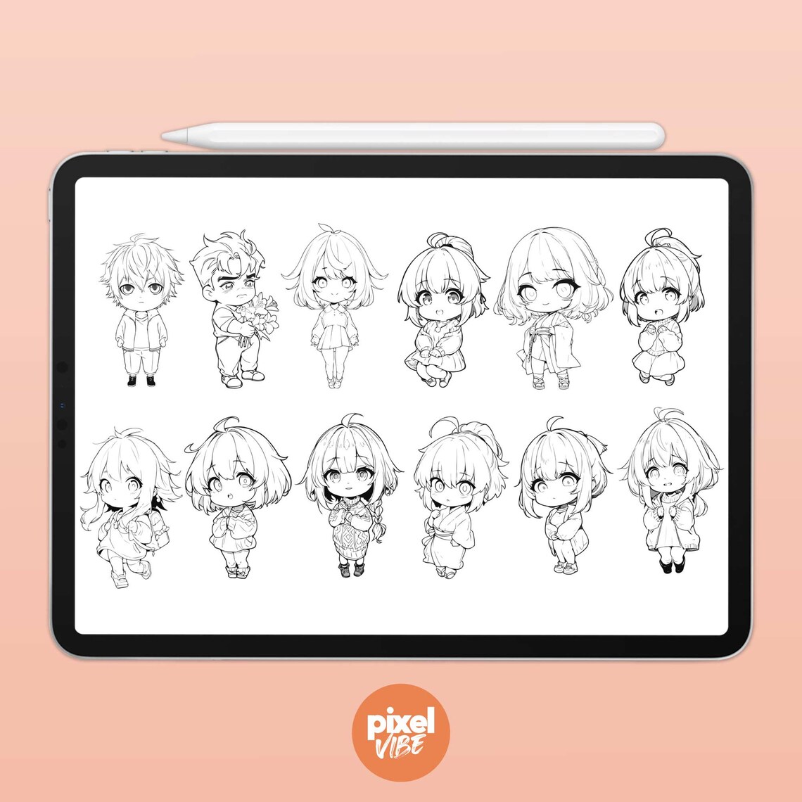 48 Chibi V2 Character Guide Stamp Brushes for Procreate - Anime ...