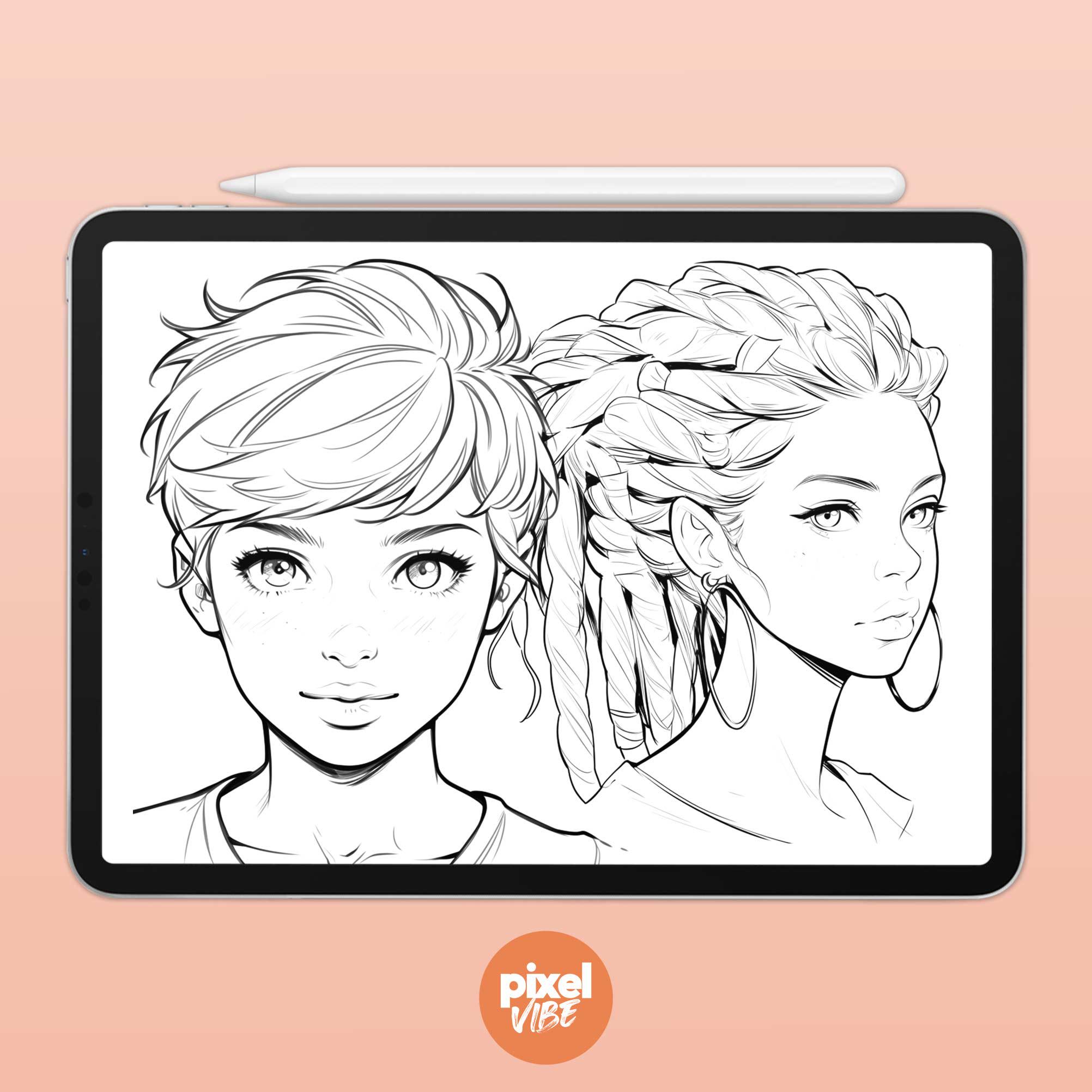 200+ Female Portrait Stamps for Procreate (digital Download) - Etsy