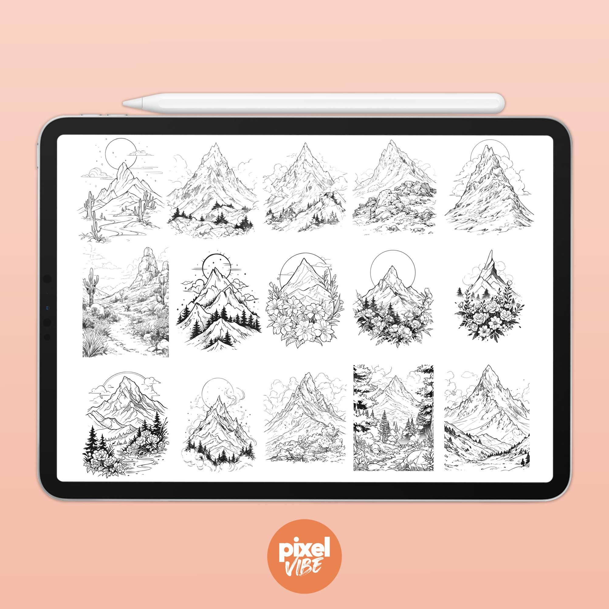 30 Mountain Stamp Brushes for Procreate Landscape - Etsy