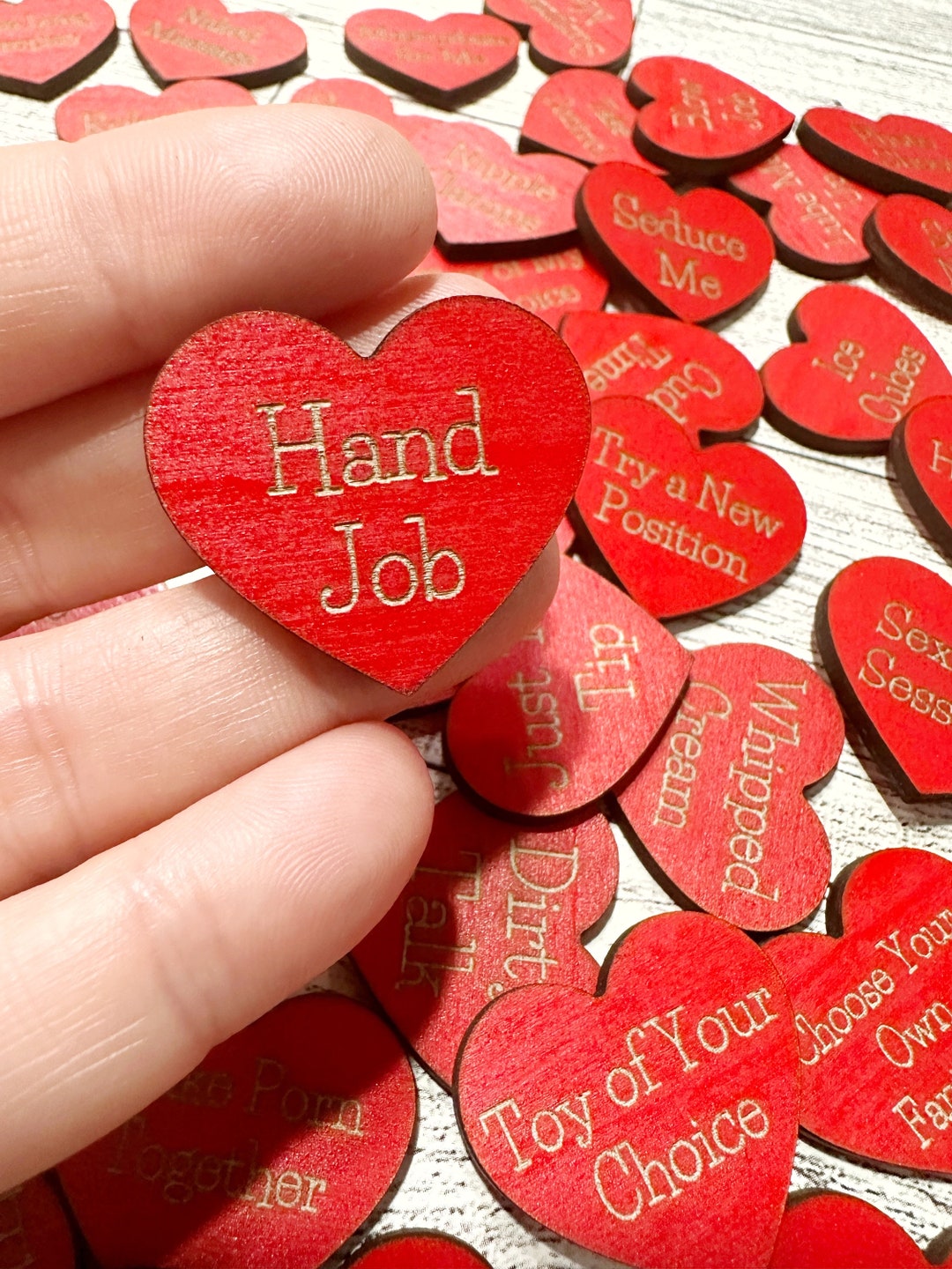 Couples Bang Bag | Heart Shaped Wooden Sex Tokens | Naughty Acts for ...