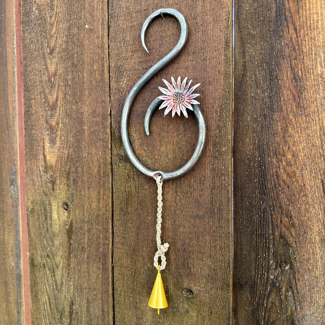 Rustic Bunkhouse Wall Hanger Hand Forged Western Decor With Flower and ...