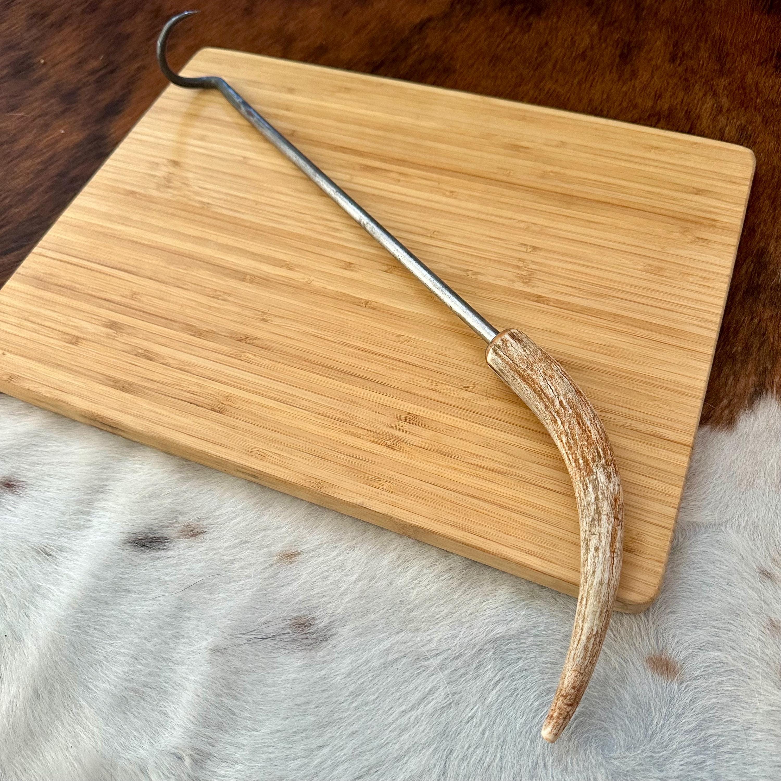 Hand Forged Meat Flipper / Steak Turner / BBQ Tool With Deer Antler ...