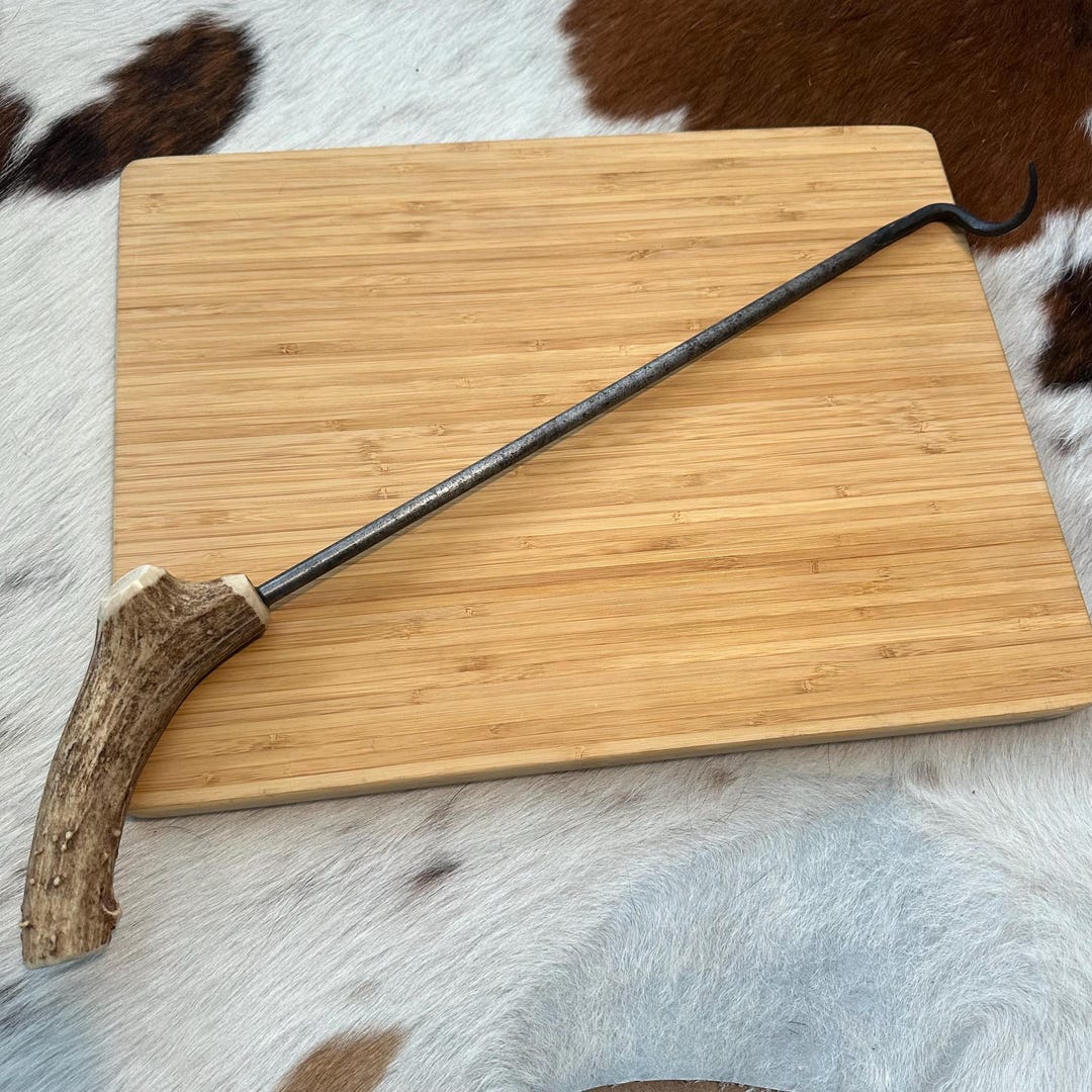 Hand Forged Meat Flipper / Steak Turner / BBQ Tool With Deer Antler ...