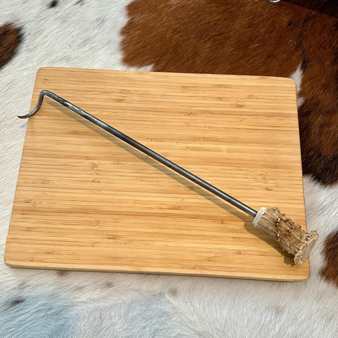 Hand Forged Meat Flipper / Steak Turner / BBQ Tool With Deer Antler ...