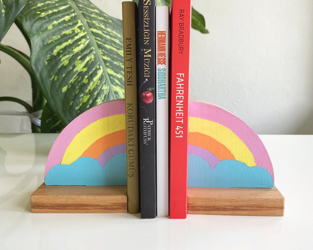 Pastel Rainbow Bookends Cloud Bookends Unique Bookends - Etsy
