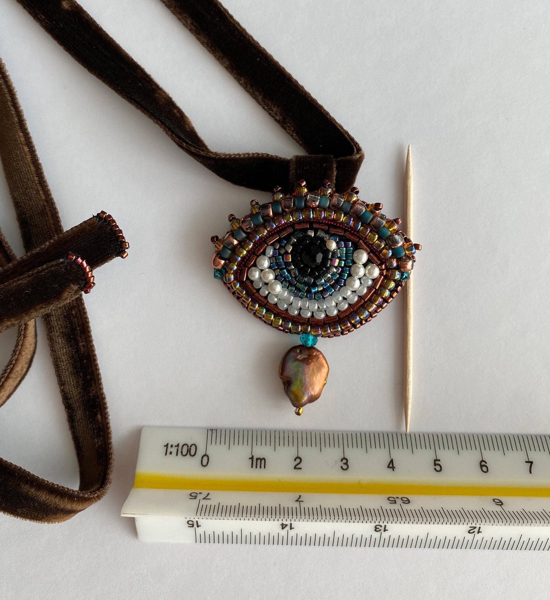 Evil Eye Necklace for Woman, Beaded Eye Pendant, Protective Eye Choker ...