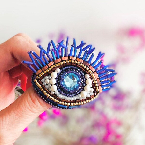 Beaded Eye Brooch - Etsy