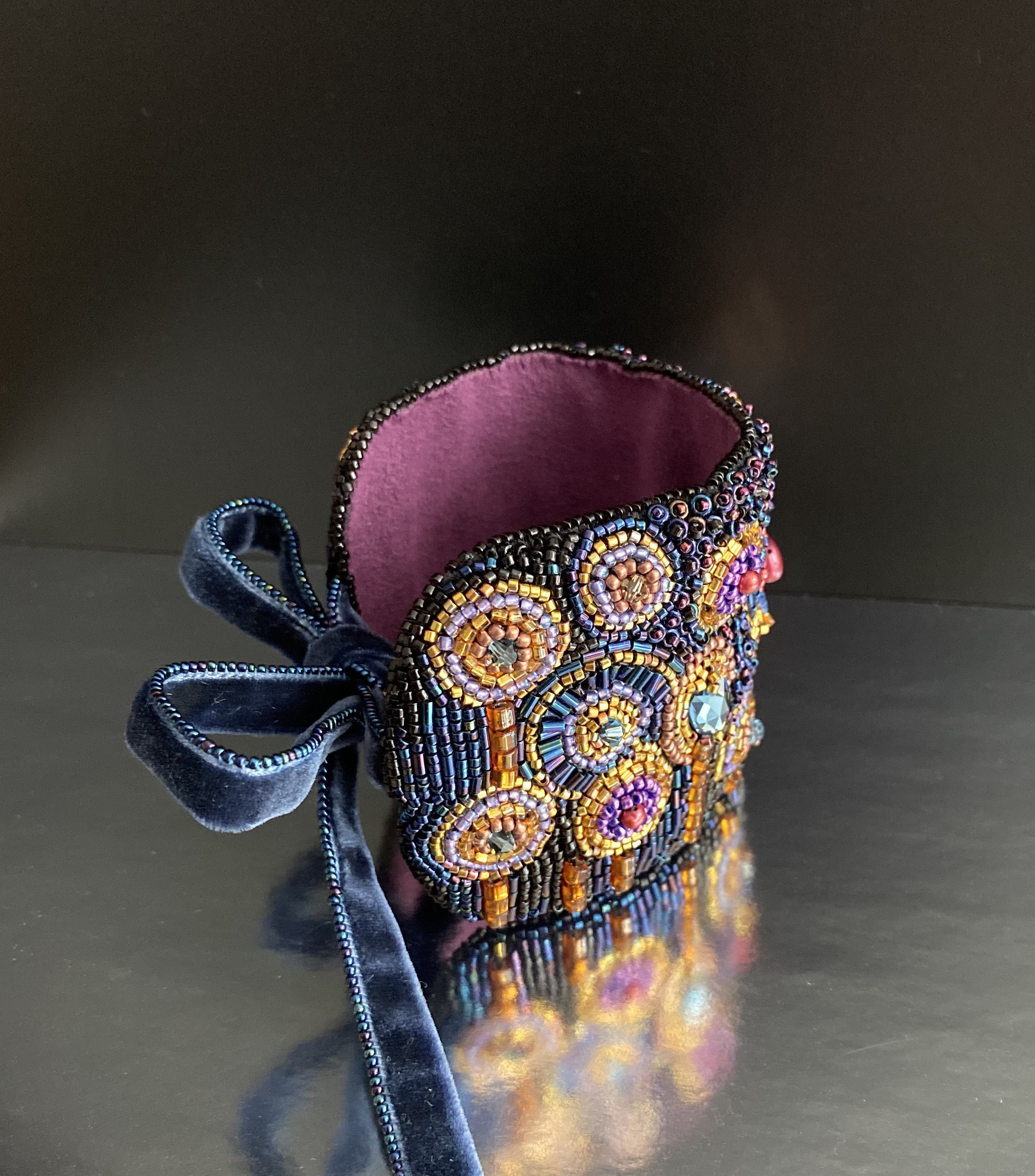 Bead Embroidered Bracelet, Hand Embroidery Cuff, Exclusive Beadwork ...