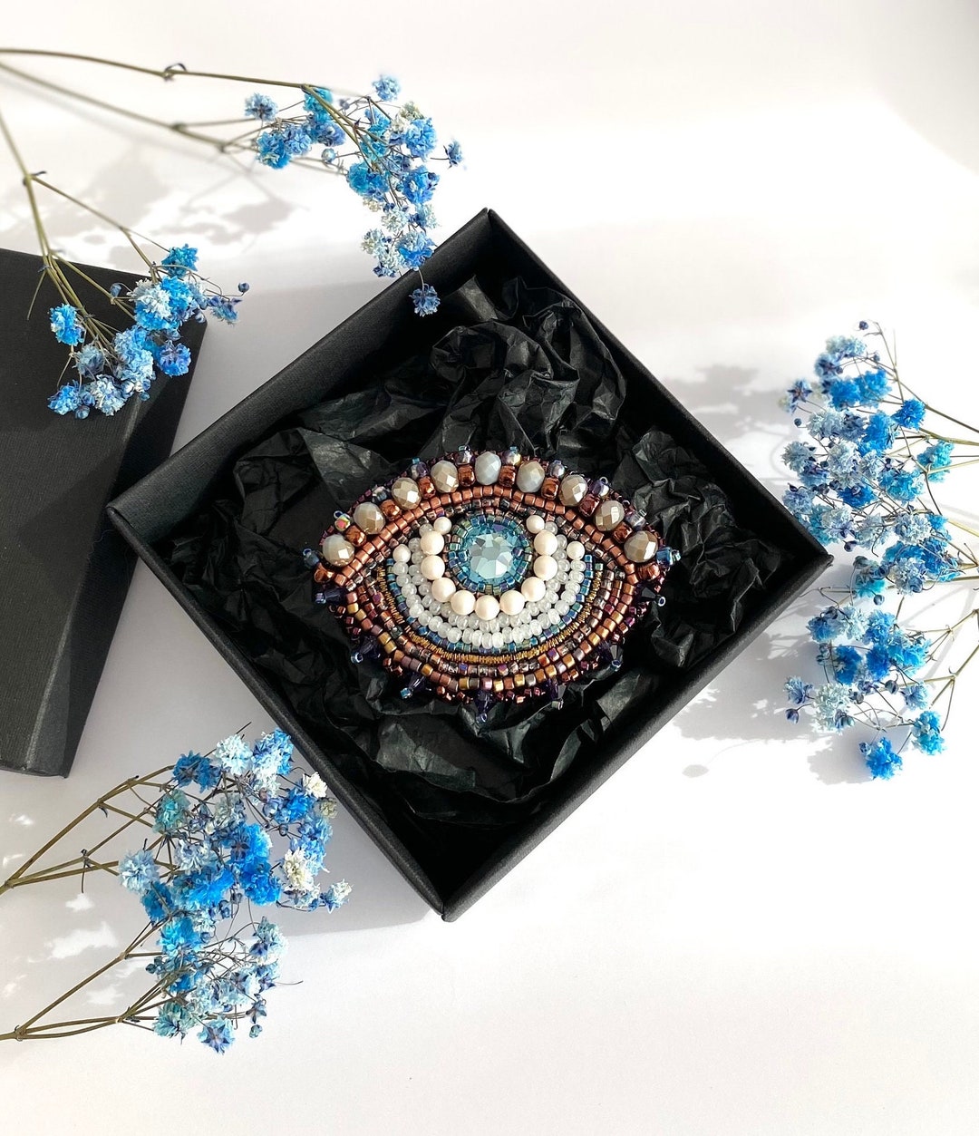 Beaded Evil Eye Brooch: Talisman Jewelry, Protective Amulet, Gift Dor ...