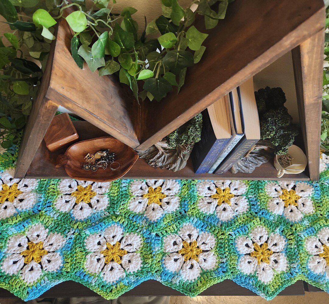 Bright Floral Crochet Runner Desk Mat Floral Runner Table Runner Gifts ...