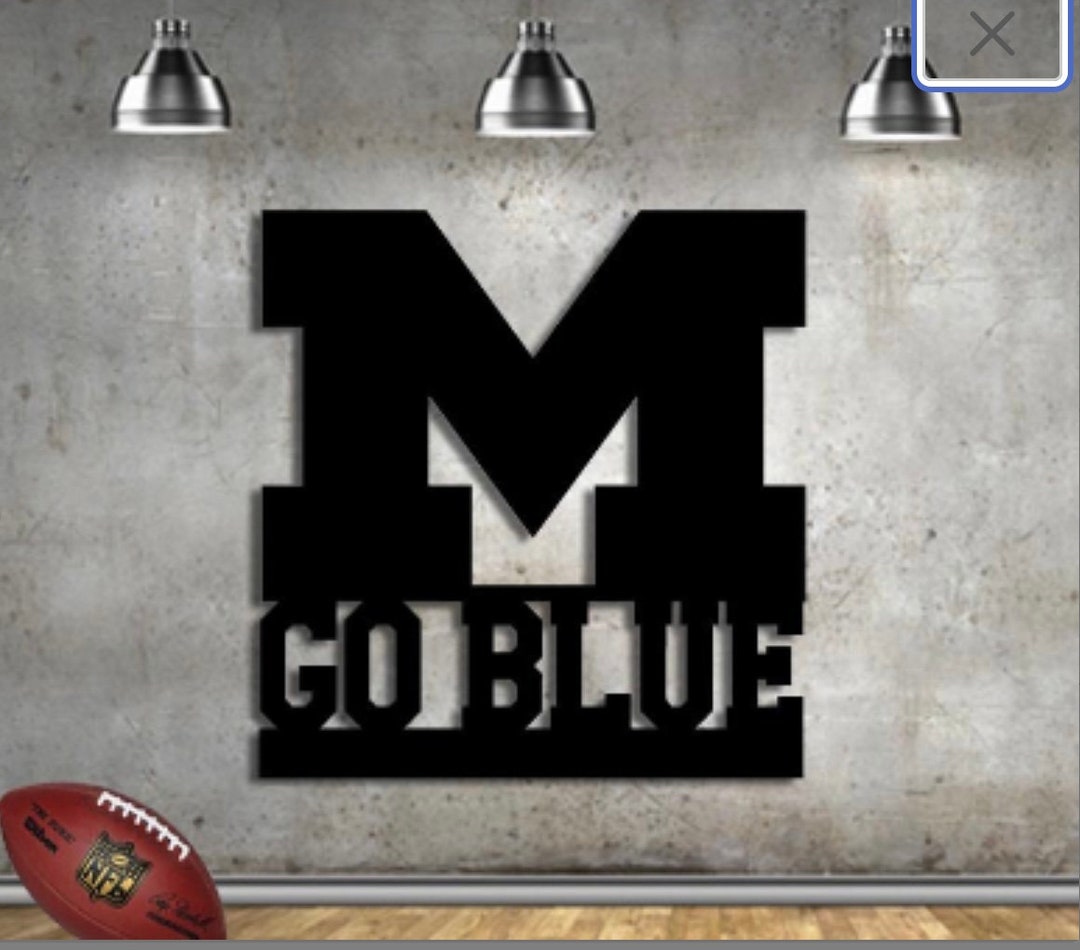 Football Sign - Michigan College - Go Blue - Metal Sign - Man Cave ...