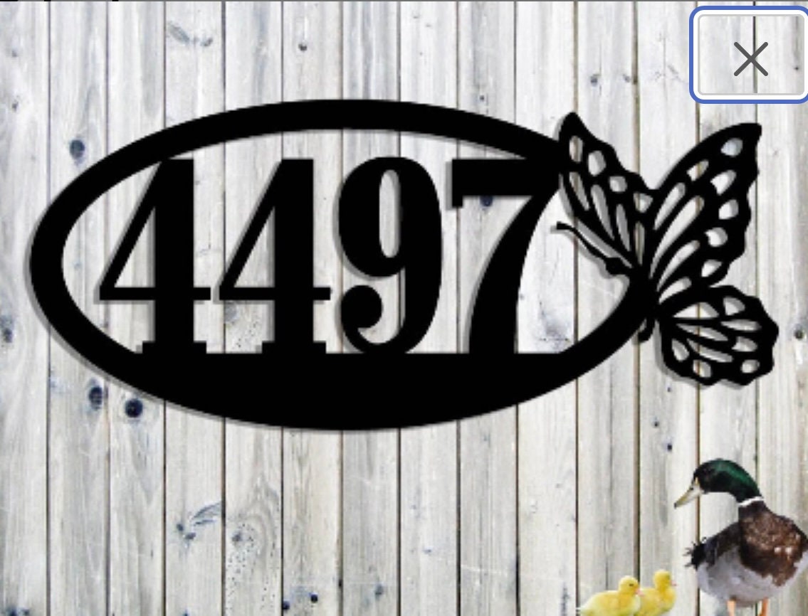 Large Butterfly House Address Custom Metal Sign 6 Inch Numbers Large ...