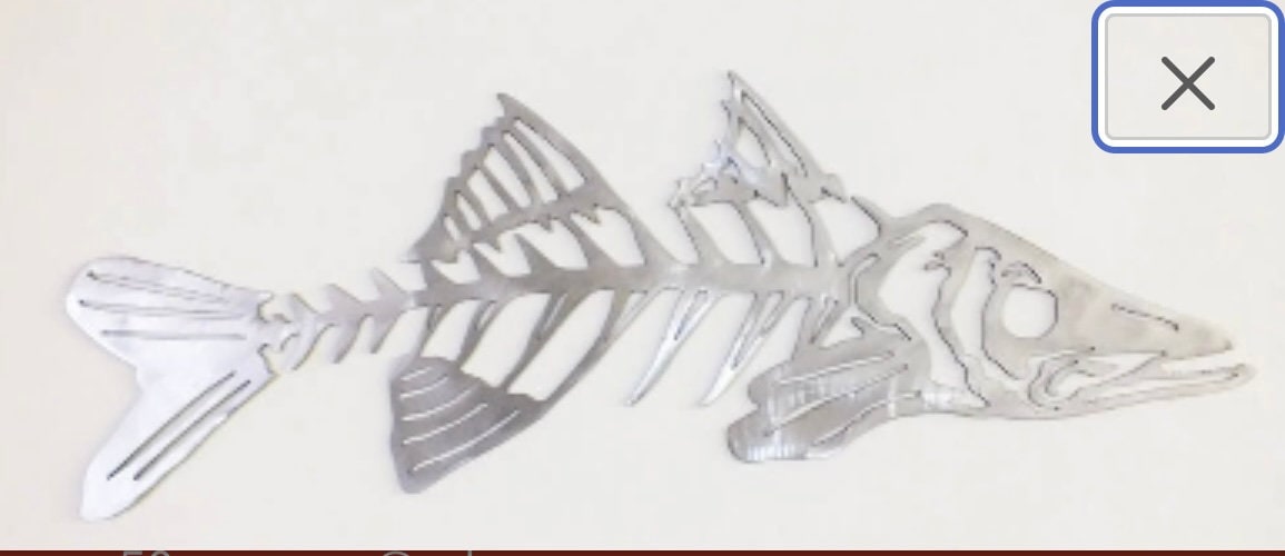 Fish Skeleton - Bone Fish -metal Wall Art 22 Inches Wide by 7.2 Inches ...