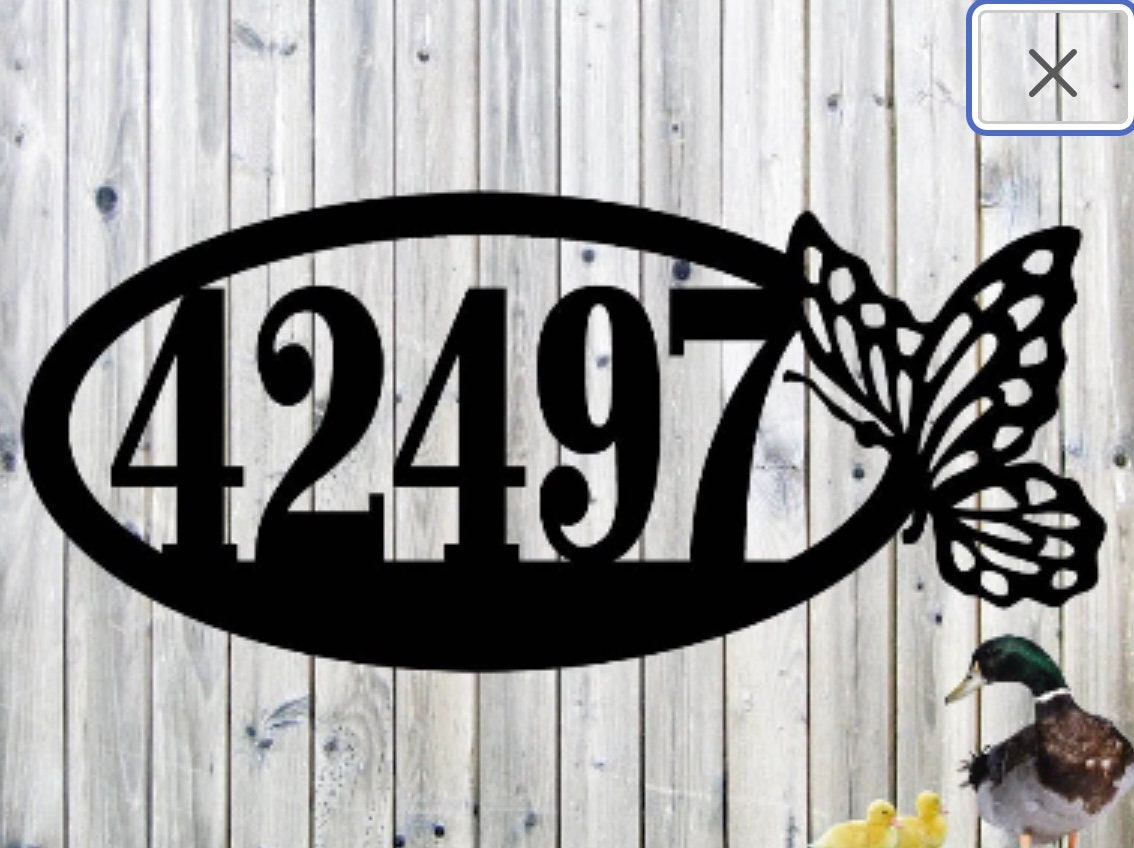 Large Butterfly House Address Custom Metal Sign 6 Inch Numbers Large ...